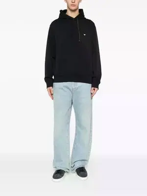 Emporio Armani Logo-embroidered Hoodie - Blue