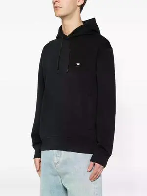 Emporio Armani Logo-embroidered Hoodie - Blue