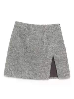 Andamane Front-slit Mini Skirt - Grey