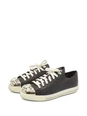 Miu Miu Crystal-embellished Sneakers - Black