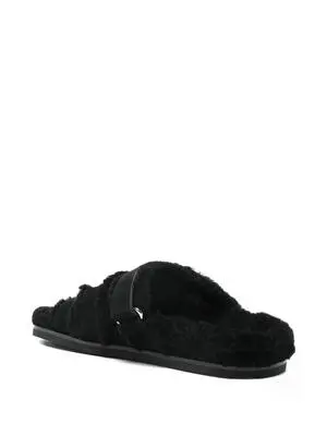 Tory Burch Ines Shearling Slippers - Black