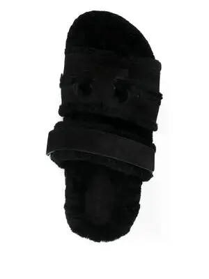Tory Burch Ines Shearling Slippers - Black
