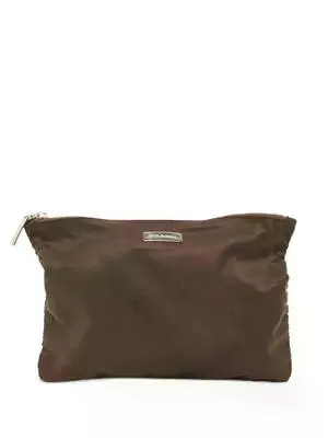 Dolce & Gabbana Logo-plaque Zipper Pouch - Brown