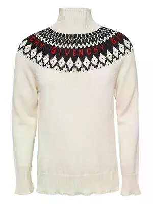 Givenchy Off-white Wool Fair Isle Turtleneck Sweater