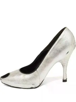Alexander McQueen Lizard Embossed Leather Peep-toe High Heels