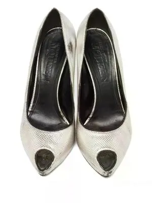 Alexander McQueen Lizard Embossed Leather Peep-toe High Heels