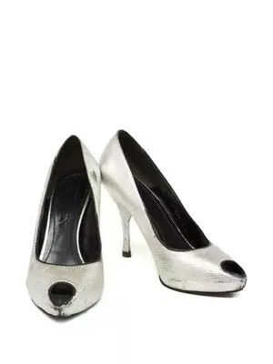 Alexander McQueen Lizard Embossed Leather Peep-toe High Heels