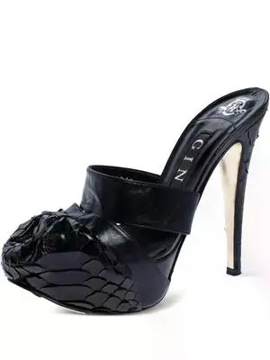 GINA 135mm Leather Python Heeled Mules