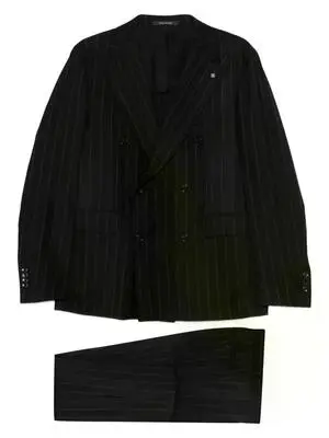 Tagliatore Pinstripe Suit - Black