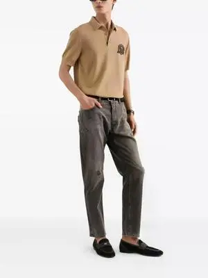Dolce & Gabbana Appliqué Short-sleeve Polo Shirt - Neutrals