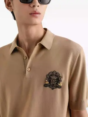 Dolce & Gabbana Appliqué Short-sleeve Polo Shirt - Neutrals
