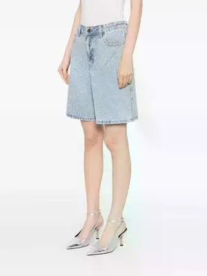 SELF-PORTRAIT Crystal-embellished Denim Shorts
