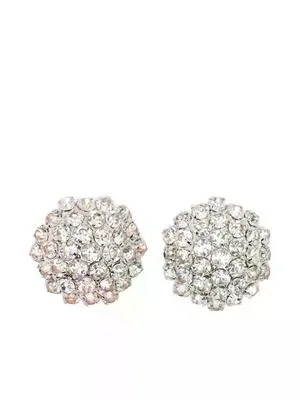 SELF-PORTRAIT Crystal Flower Stud Earrings - Silver