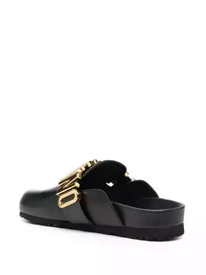 Moschino Logo-plaque Leather Mules