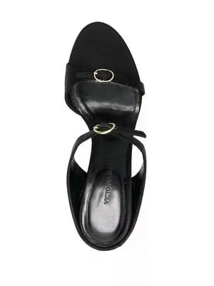 Victoria Beckham Calf Leather Buckle Embellished Stiletto Sandals