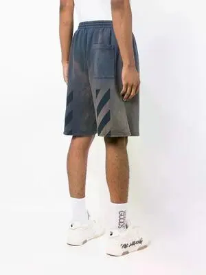 Off-White Diag-stripe Cotton Shorts - Blue