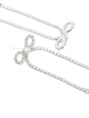 SELF-PORTRAIT Crystal-embellished Bow Drop Earrings