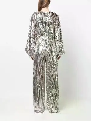 ROTATE BY BIRGER CHRISTENSEN Sequin V-neck Jumpsuit