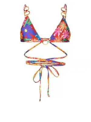 PatBO Aster Wrap-tie Bikini Top - Red