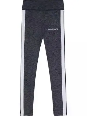 Palm Angels Side-stripe Mélange-effect Leggings - Grey