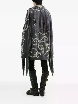 Dolce & Gabbana Embellished Fringe Suede Coat