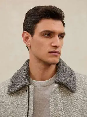 REISS Wool-cotton Herringbone Jacket