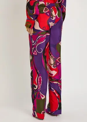 Emilio Pucci Orchidee Printed Silk Trousers