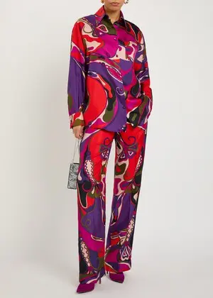 Emilio Pucci Orchidee Printed Silk Trousers