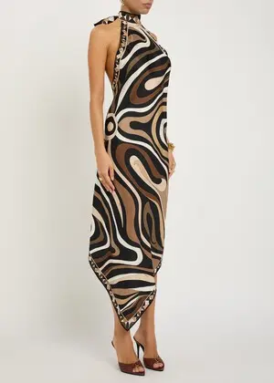 Emilio Pucci Halterneck Printed Silk Midi Dress