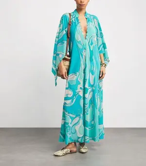 Emilio Pucci Silk Orchidee Print Kaftan