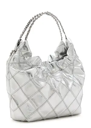 Tory Burch Fleming Mini Metallic Leather Hobo Bag
