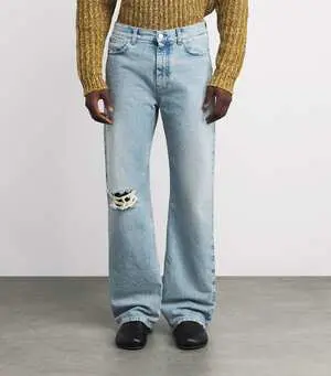 Séfr Ripped Straight Leg Jeans - Blue