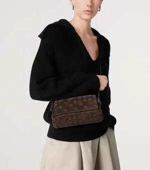 Bottega Veneta Suede Intrecciato Notturno Pouch