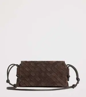 Bottega Veneta Suede Intrecciato Notturno Pouch