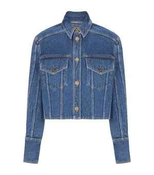 Balmain Cropped Denim Jacket