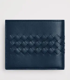 Bottega Veneta Leather Intrecciato Avenue Bifold Wallet - Blue