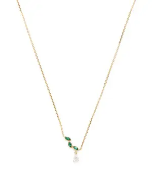 ASTRID & MIYU Yellow Diamond And Emerald Necklace - Gold