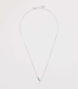 ASTRID & MIYU White Gold, Diamond And Emerald Necklace