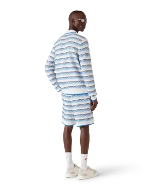 Casablanca Tuck Stitch Long Sleeve Polo Shirt - Multicolor