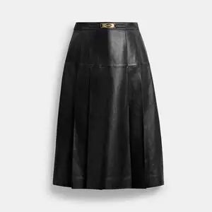 COACH Maxi Pleated Leather Skirt
