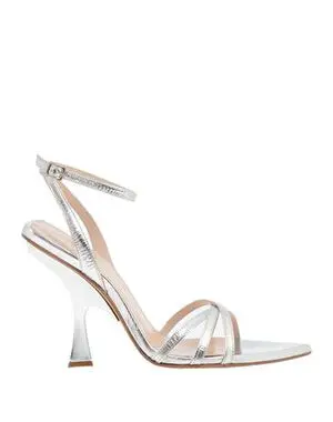 OVYE Metallic Leather Geometric Heel Sandals