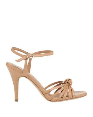 Beige Buckled Round Toe Sandals