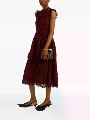 Erdem Ruffled Lace Midi Dress