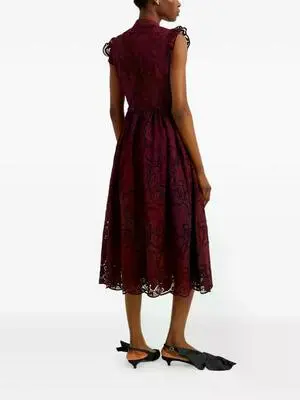 Erdem Ruffled Lace Midi Dress