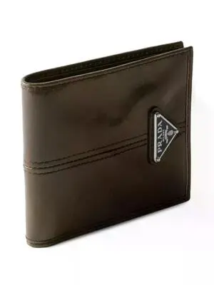 Prada Triangle Logo Leather Wallet - Brown