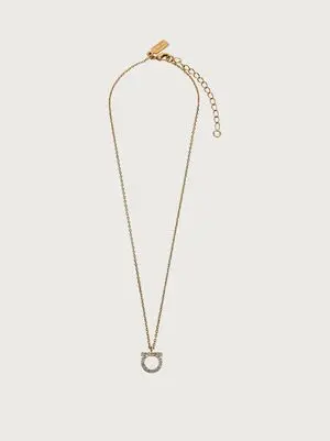 FERRAGAMO Gancini Crystals Necklace - Gold