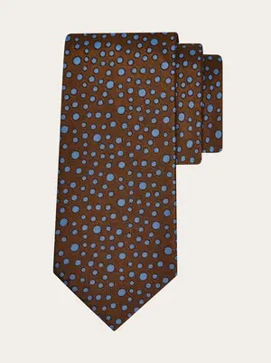 FERRAGAMO Printed Silk Neck Tie Brown