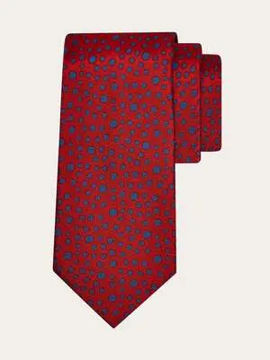 FERRAGAMO Printed Silk Neck Tie - Red