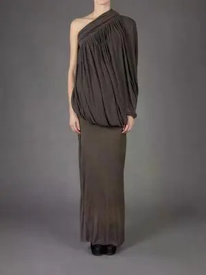 Rick Owens Asymmetric Sleeve Maxi Dress