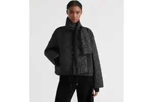 Dior Macrocannage Quilted Coat With Scarf Collar